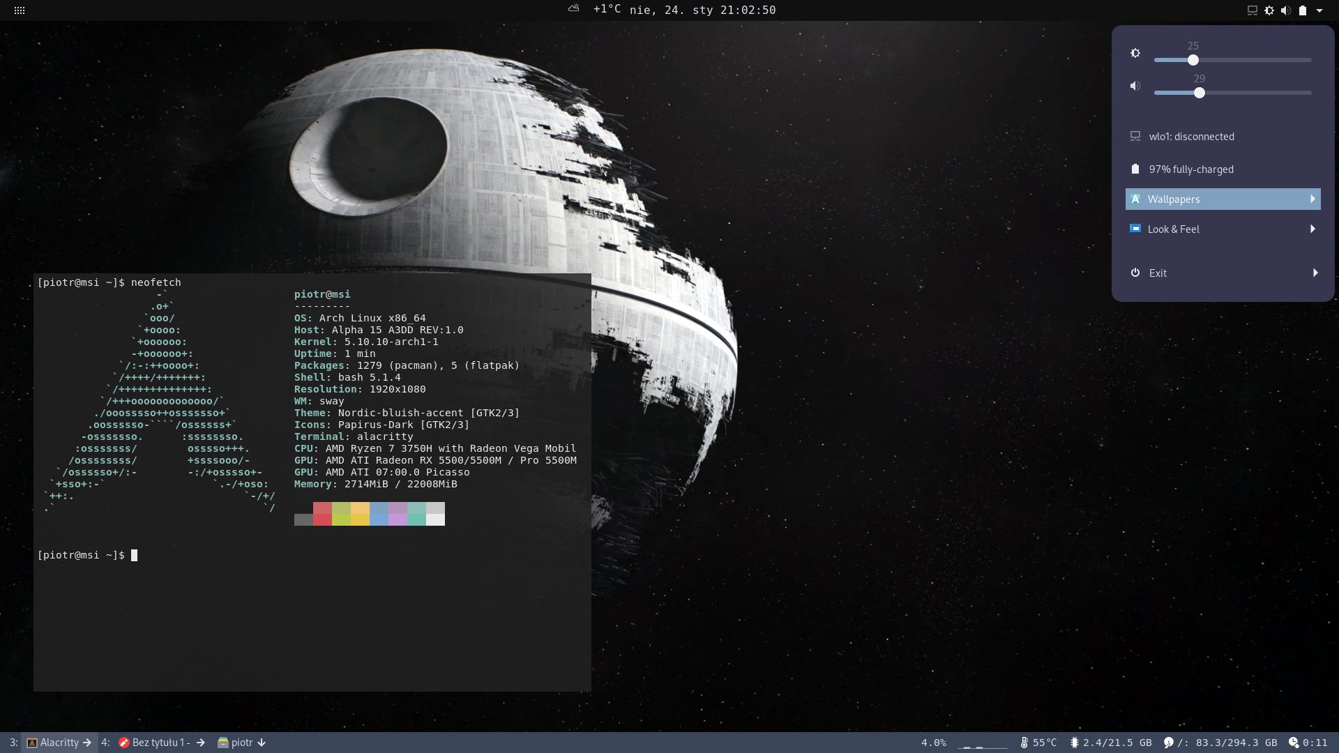 GTK-based panel for sway | Scrolller