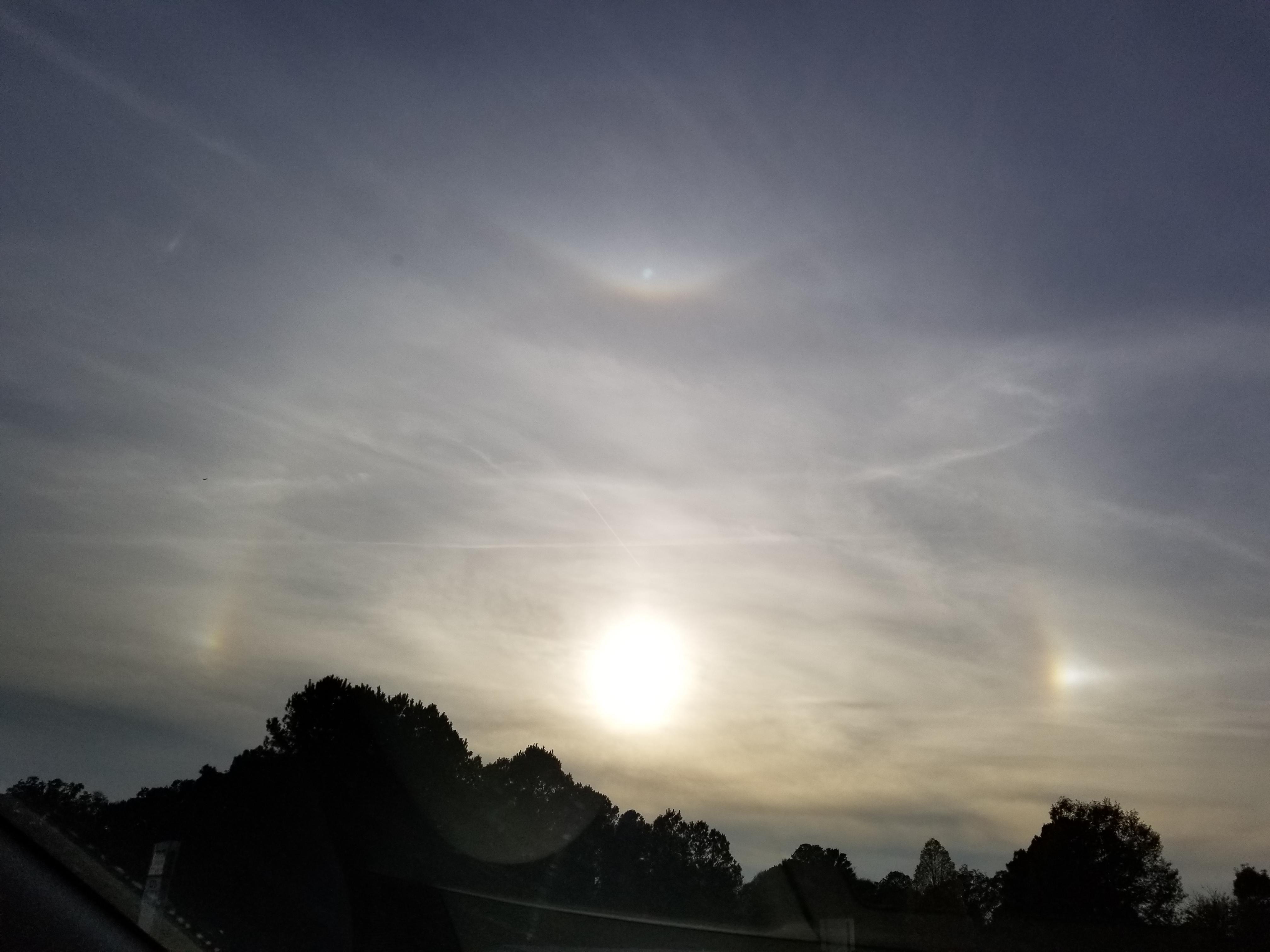 Halo with some sun dogs (maybe a parry arc?) spotted a while ago in Georgia, I wish I knew of ...
