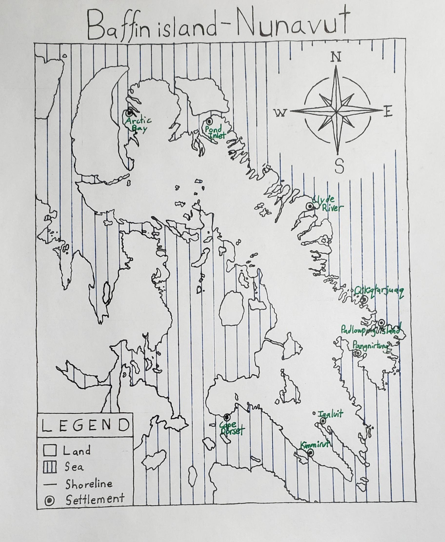 Hand drawn map of Baffin Island | Scrolller