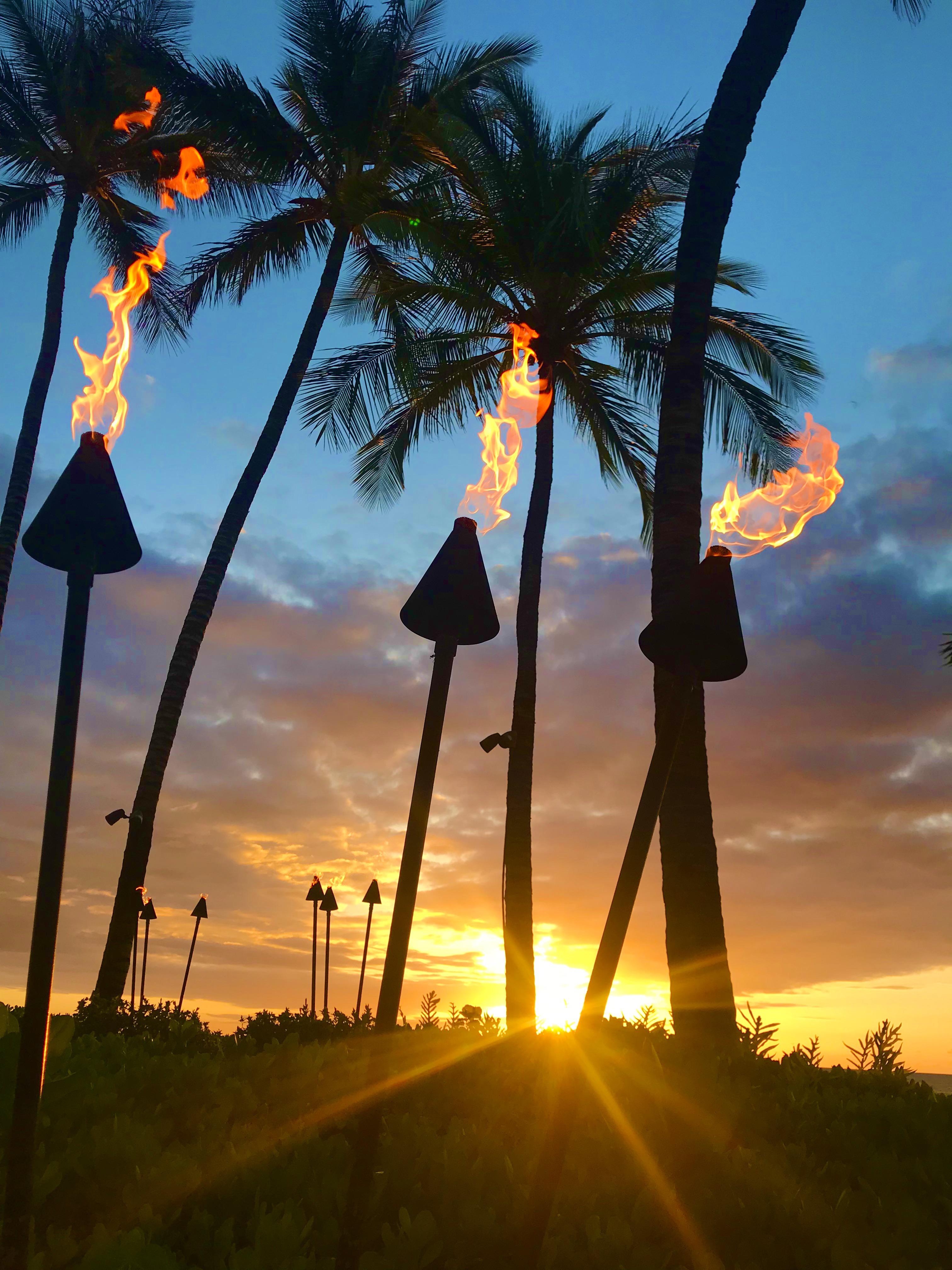 Hawaiian Style fire. When the sun goes down the tiki torches get lit up. | Scrolller