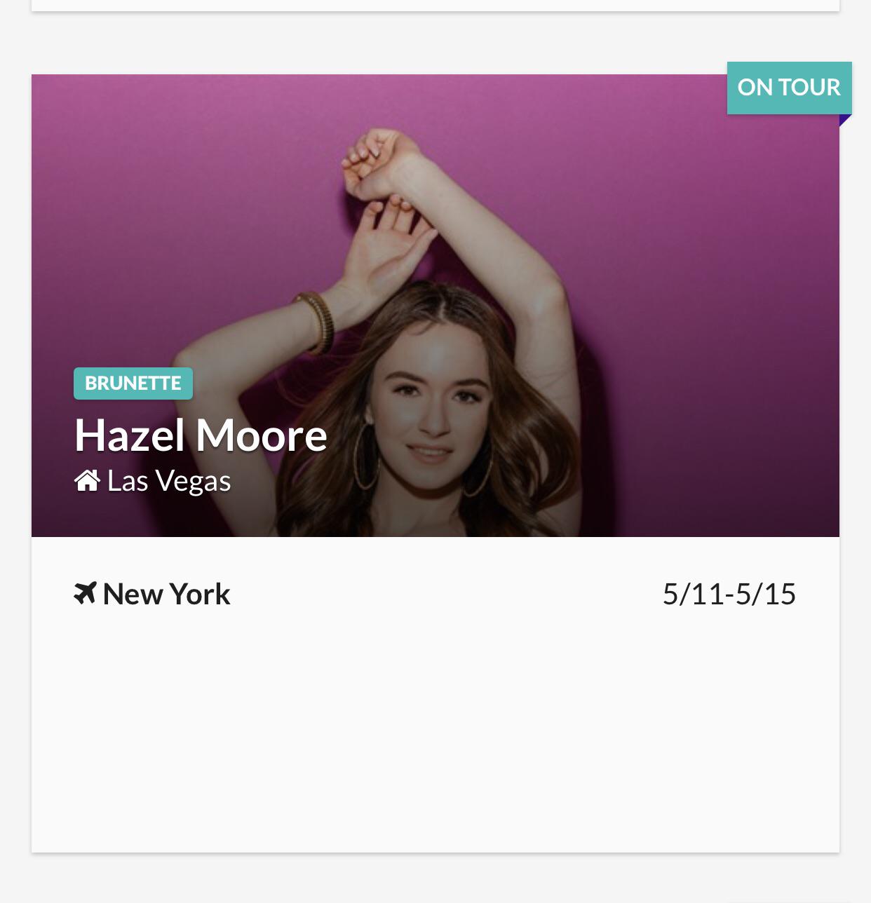 Hazel Moore is coming to NY. Her rate has changed from $850 to $1000 ...
