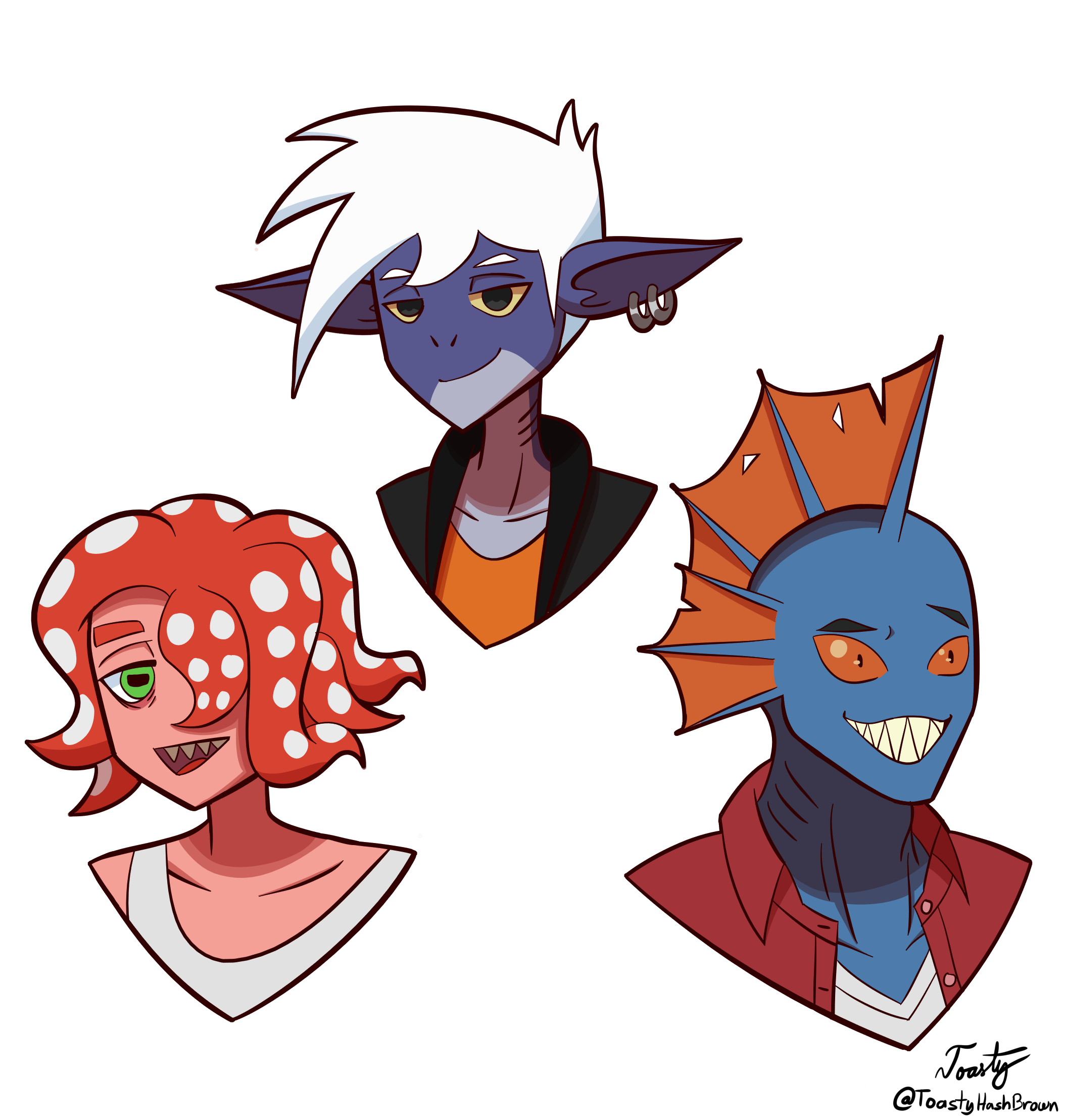 Head drawing of my fishy OCs. | Scrolller