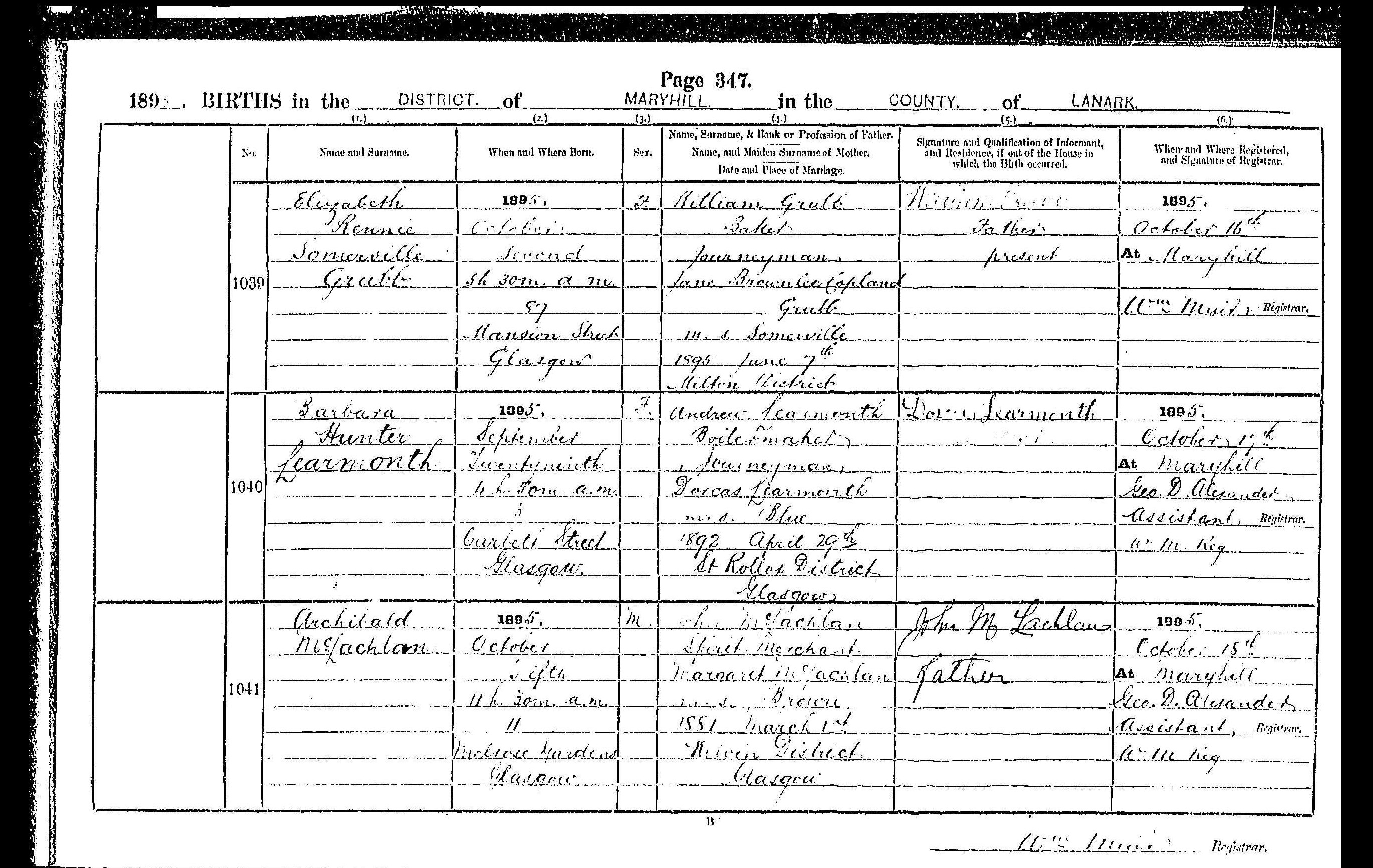 Help deciphering text in birth cert from 1890 | Scrolller