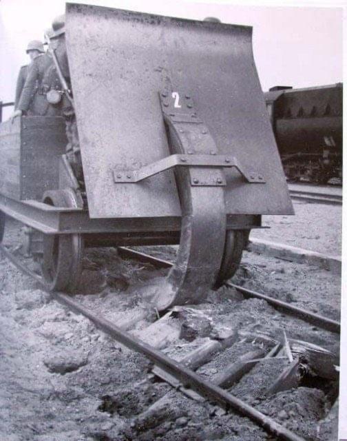 Here is a Railroad plough, a tool used by the Nazis during WW2 to destroy railroad tracks to ...