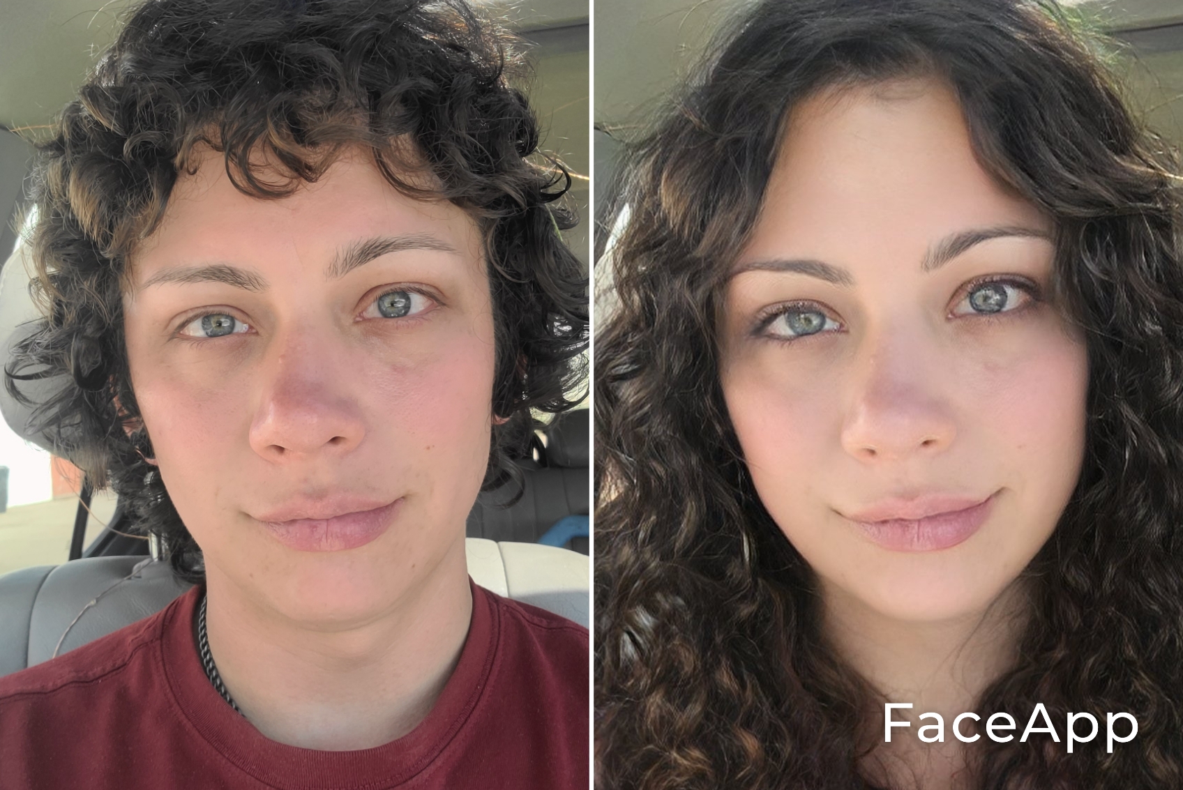 Hi, I wanna share something! 1 month HRT / the faceapp filter. I've been feeling more hopeful to ...
