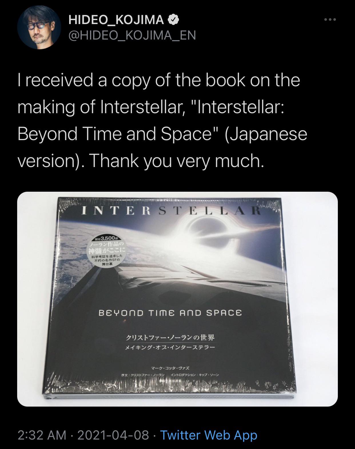 Hideo Kojima just received Beyond Time and Space. | Scrolller
