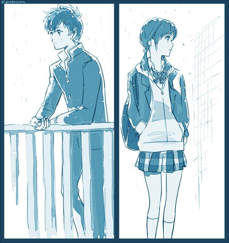 Hodaka and Hina in school uniform | Scrolller