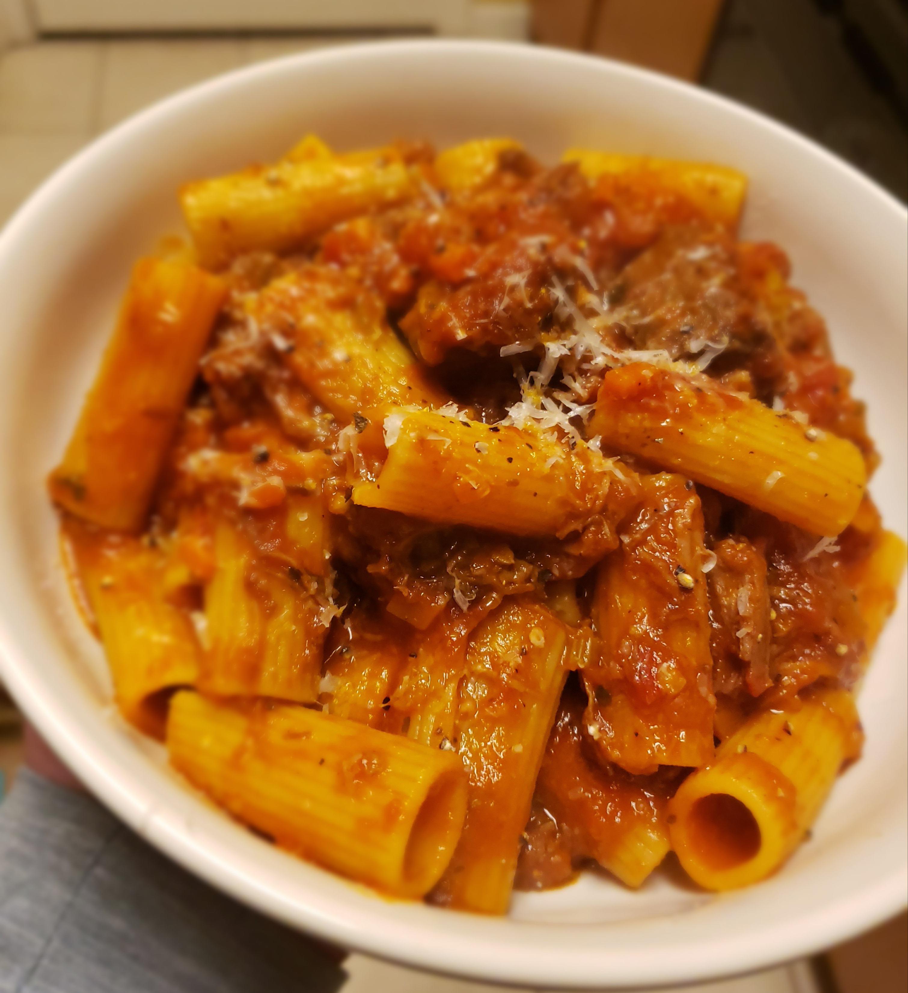 Homemade ragu...beef short ribs braised in cab with rigatoni | Scrolller