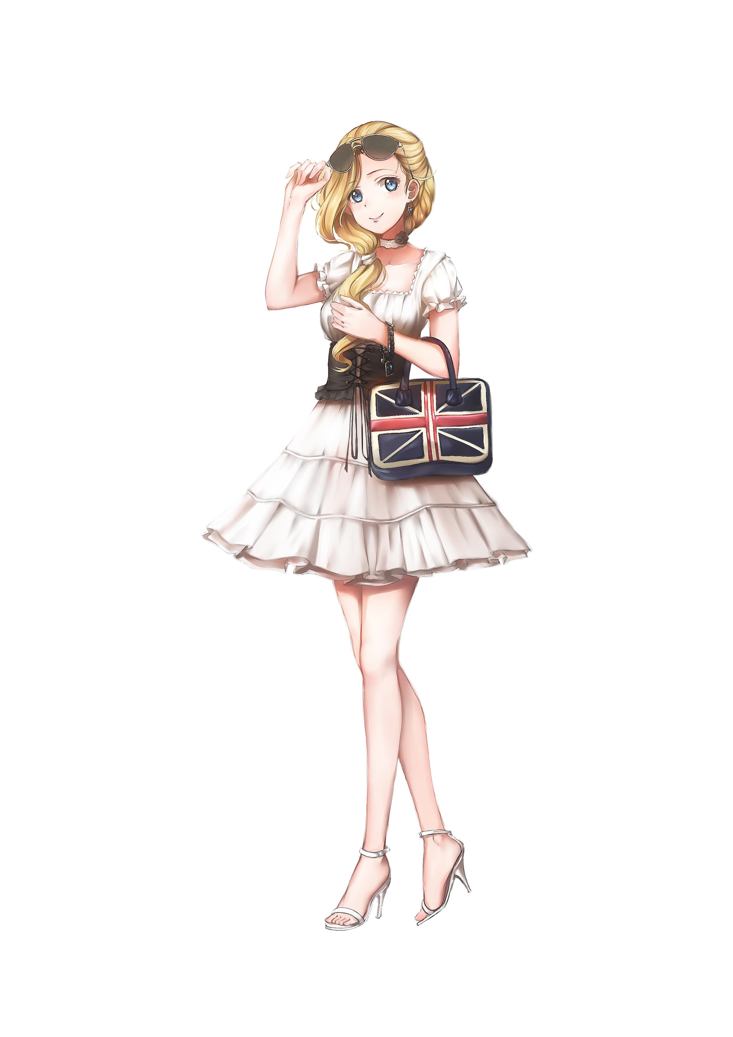 Hood's white dress with white high heels, dark corset and Union Jack handbag – Art by Sky-Mk2 ...