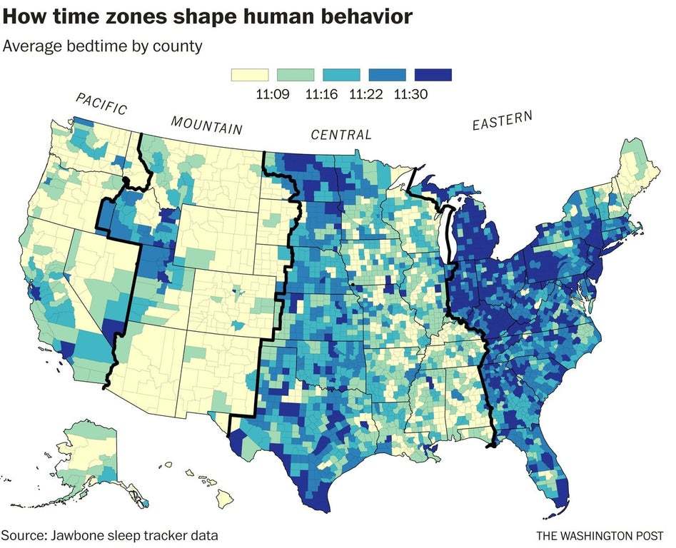 How time zones affect bedtimes (US) | Scrolller