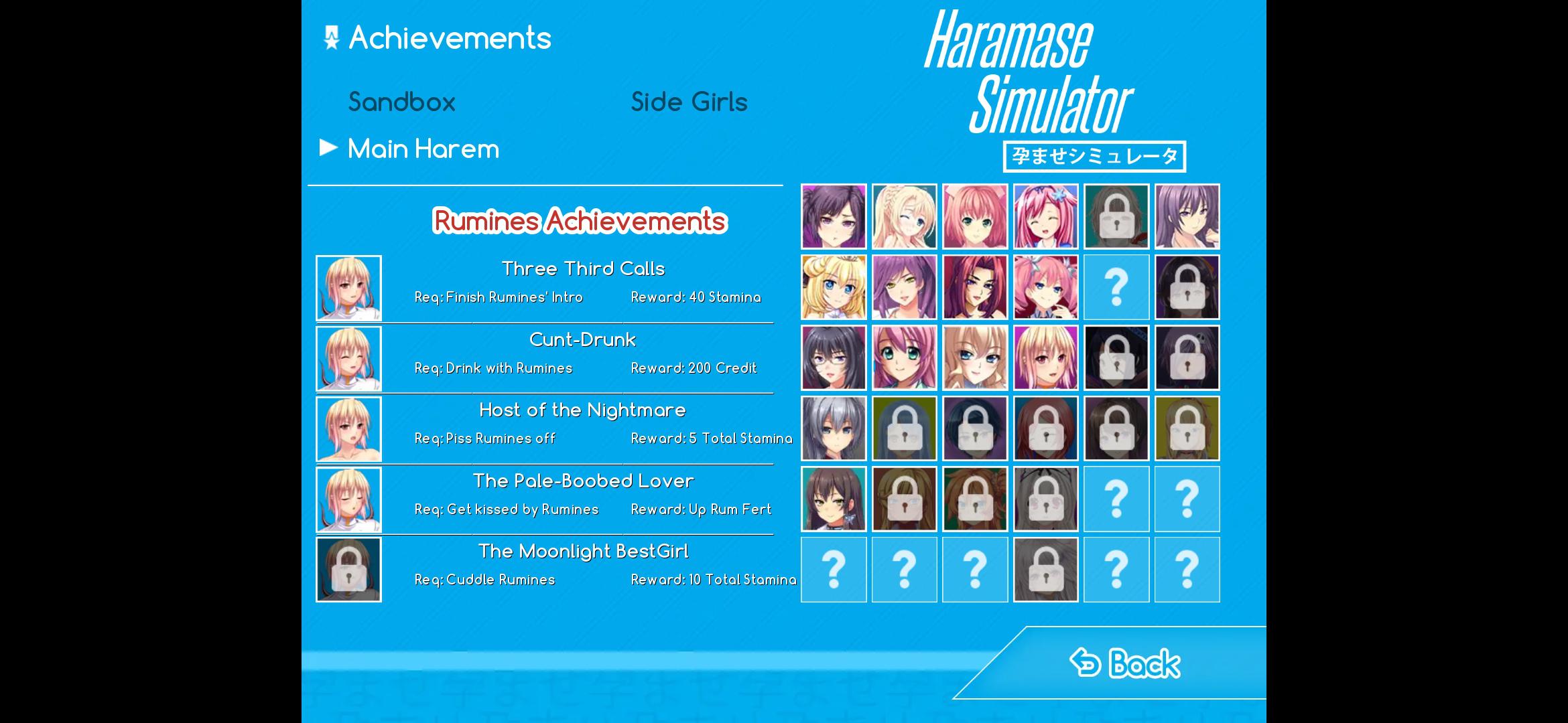 How to unlock the last achievement 'moonlight best girl' 1.Do she need to be pranmgnant | Scrolller