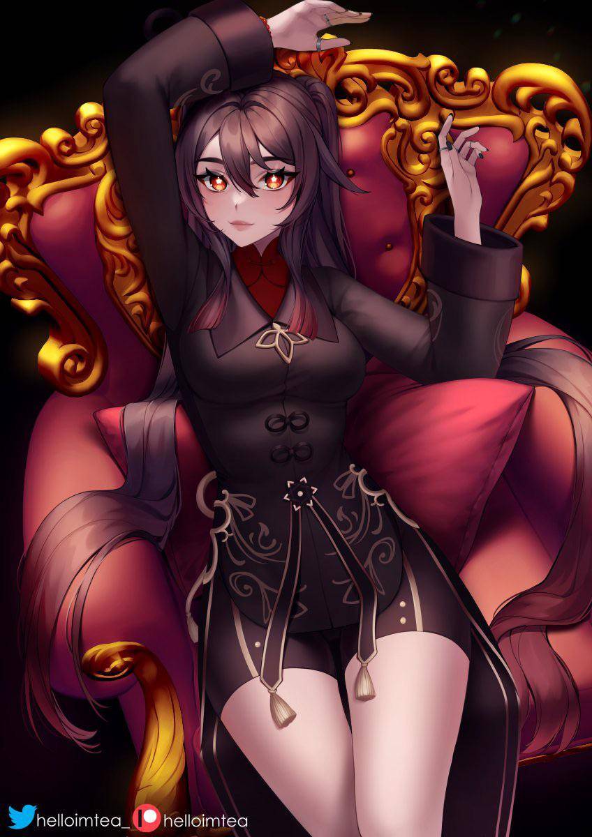 Hu Tao sitting on her throne. | Scrolller