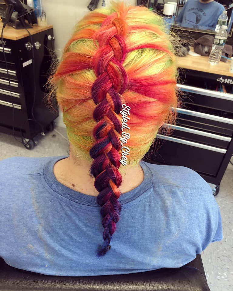 I asked my stylist to braid my hair after she finished rainbowafying it and i think it came out ...