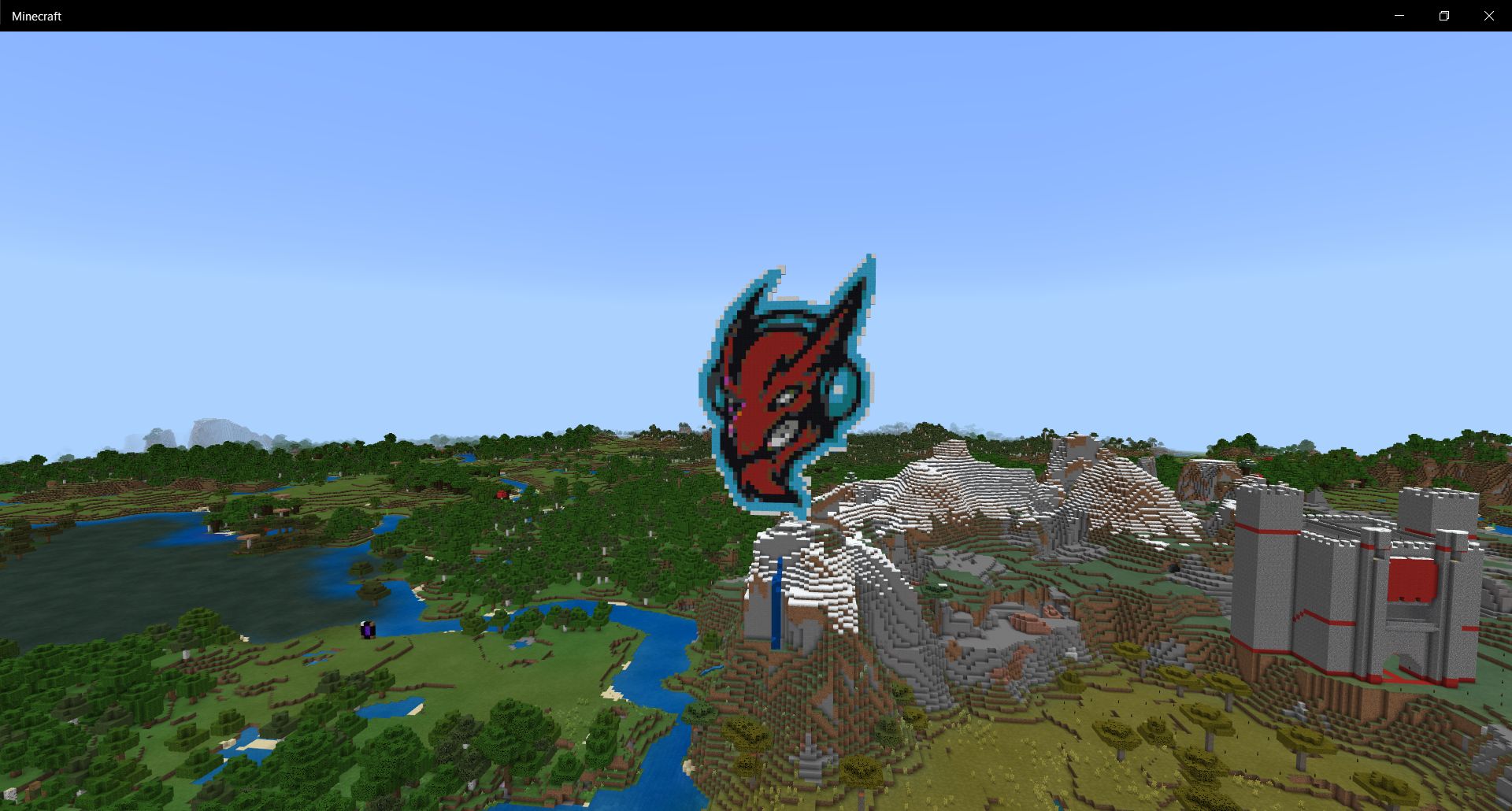 I built ryukahr's logo in my minecraft survival world!!! its 100x100 (10,000 blocks) :D | Scrolller