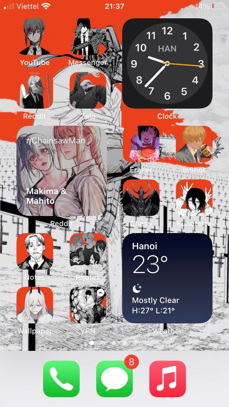 I customize my phone to a Chainsaw Man theme | Scrolller