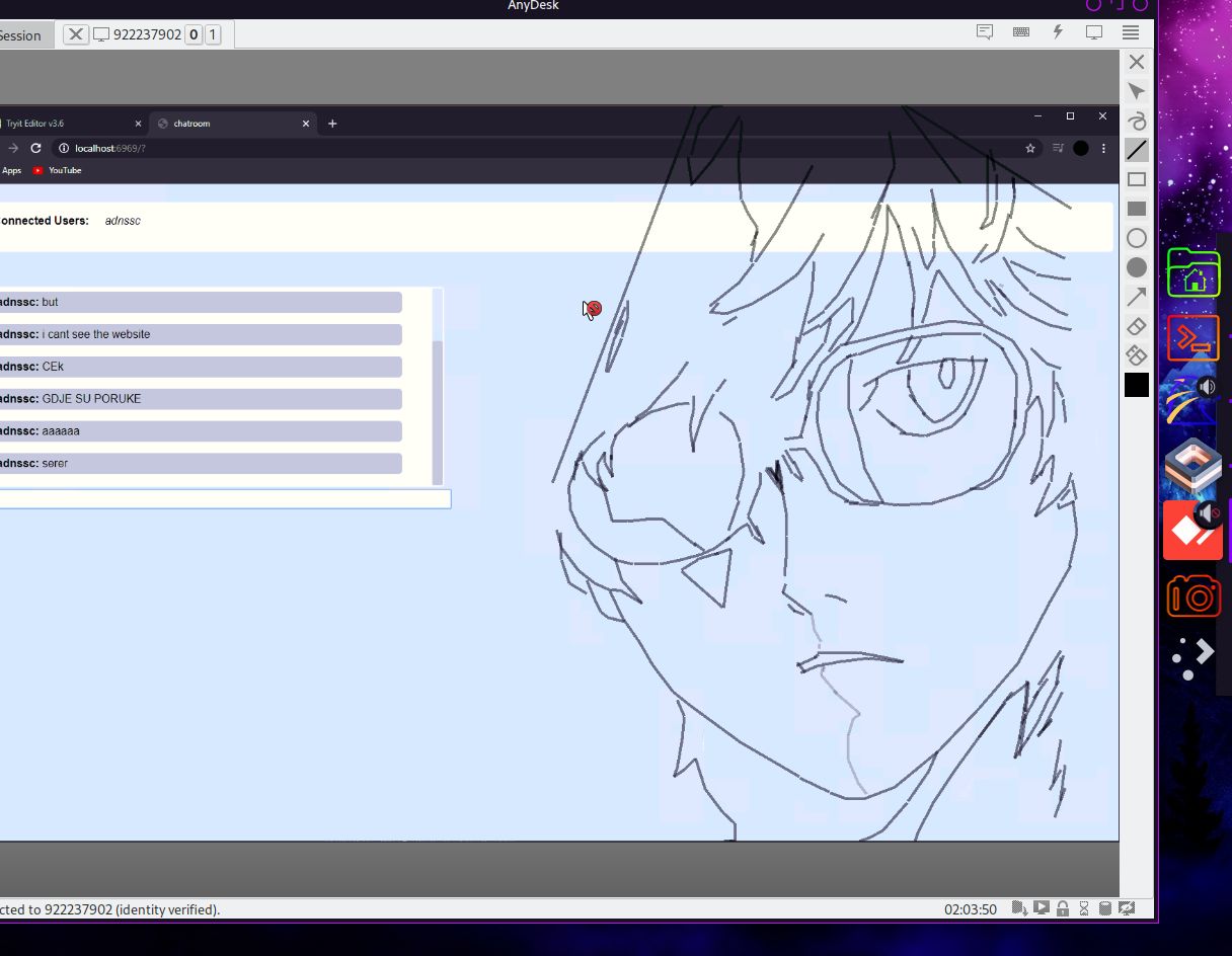 I drew a portrait using the whiteboard, while my friend was coding. :) | Scrolller