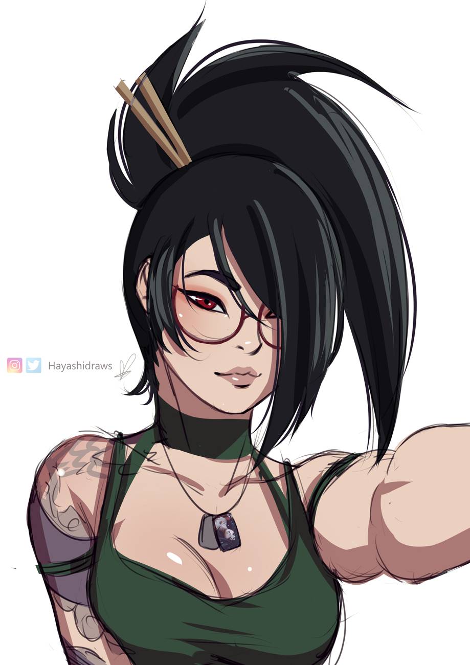 I drew Akali with glasses