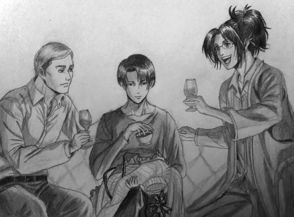 I drew Levi, Hange, and Erwin :D | Scrolller