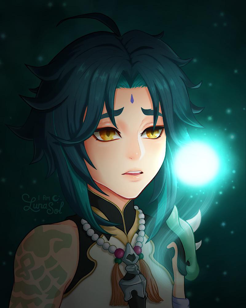 I drew Xiao, inspired by his idle animation (OC) | Scrolller