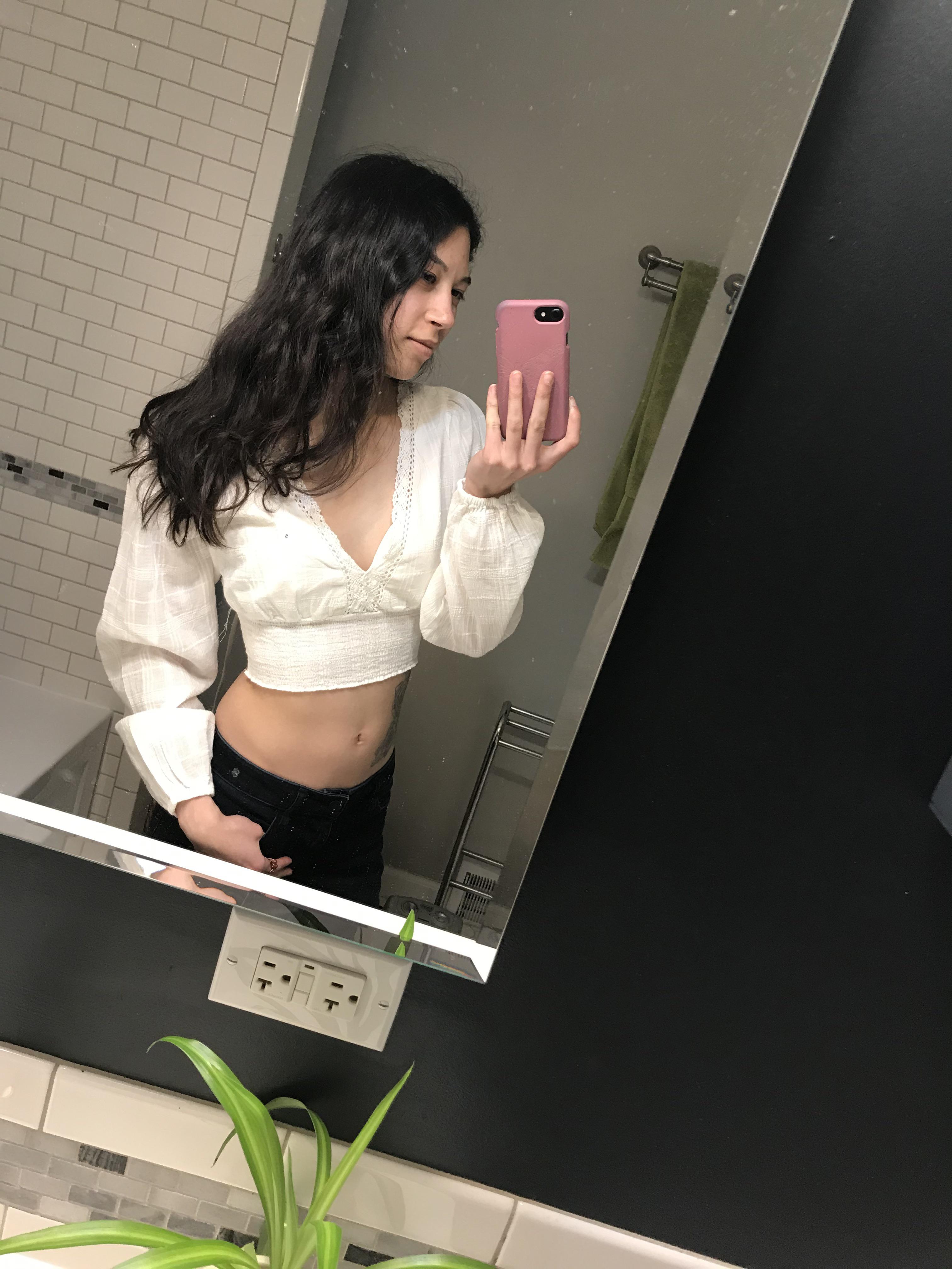 I love the way this shirt shows off my button | Scrolller