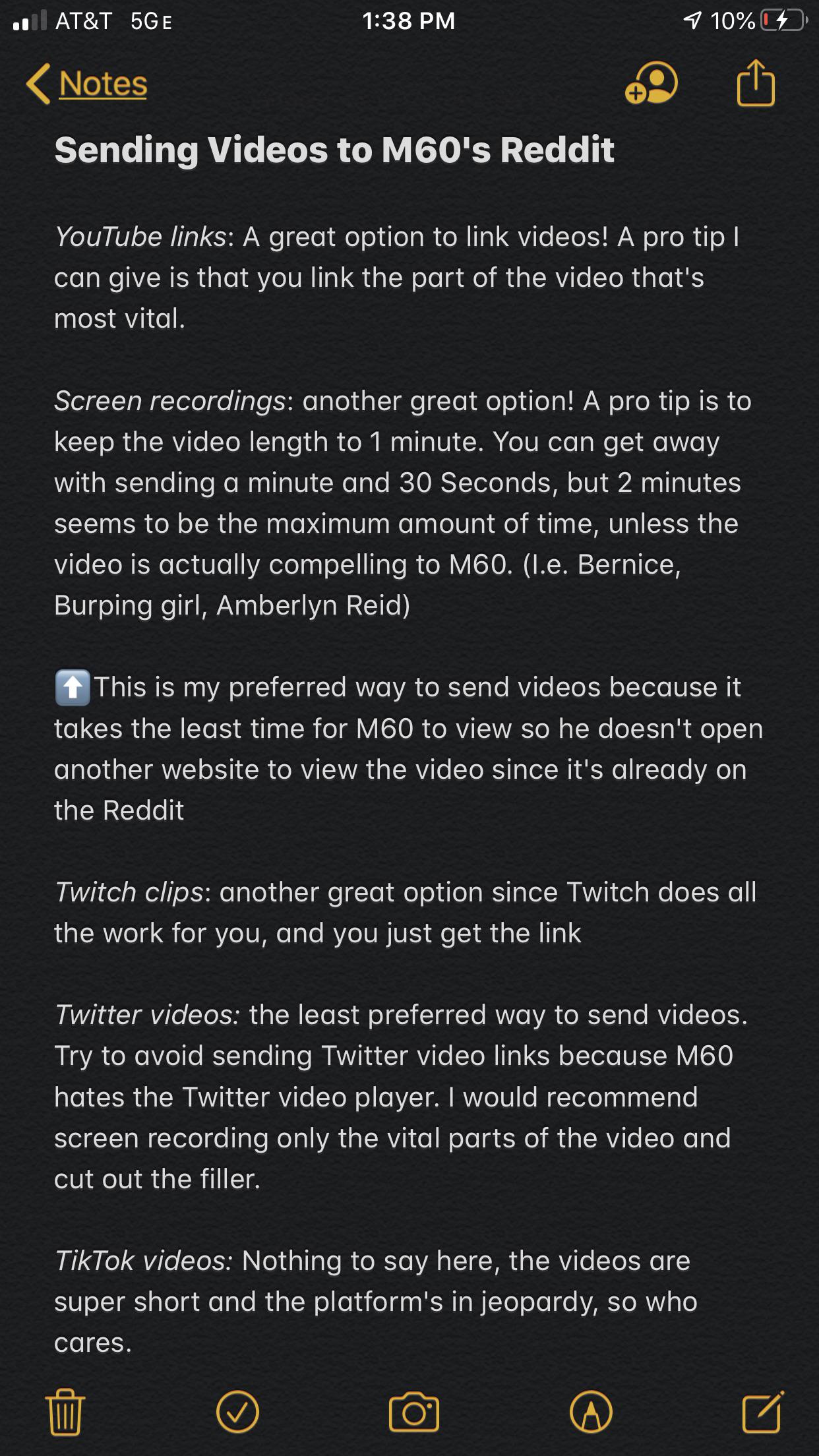 I made a cheat sheet about sending videos to your subreddit, M60! You're welcome! | Scrolller