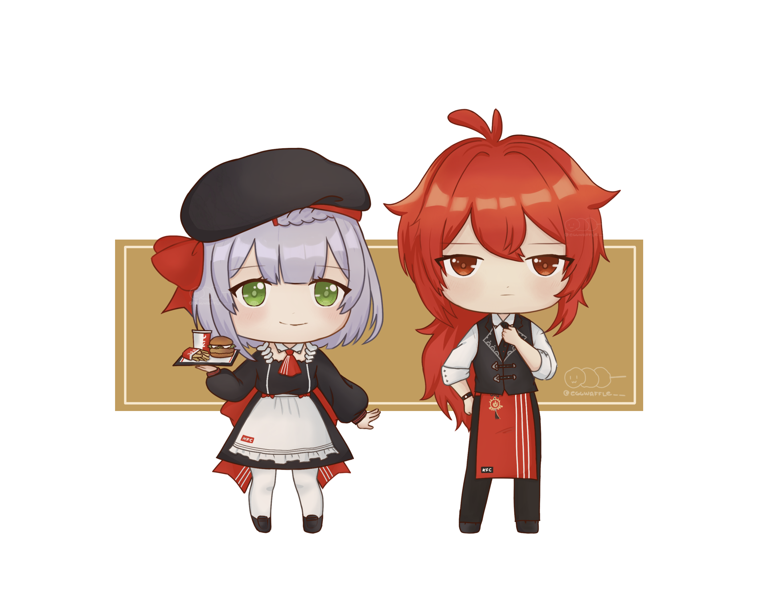 I made a chibi version of KFC Noelle and Diluc! | Scrolller