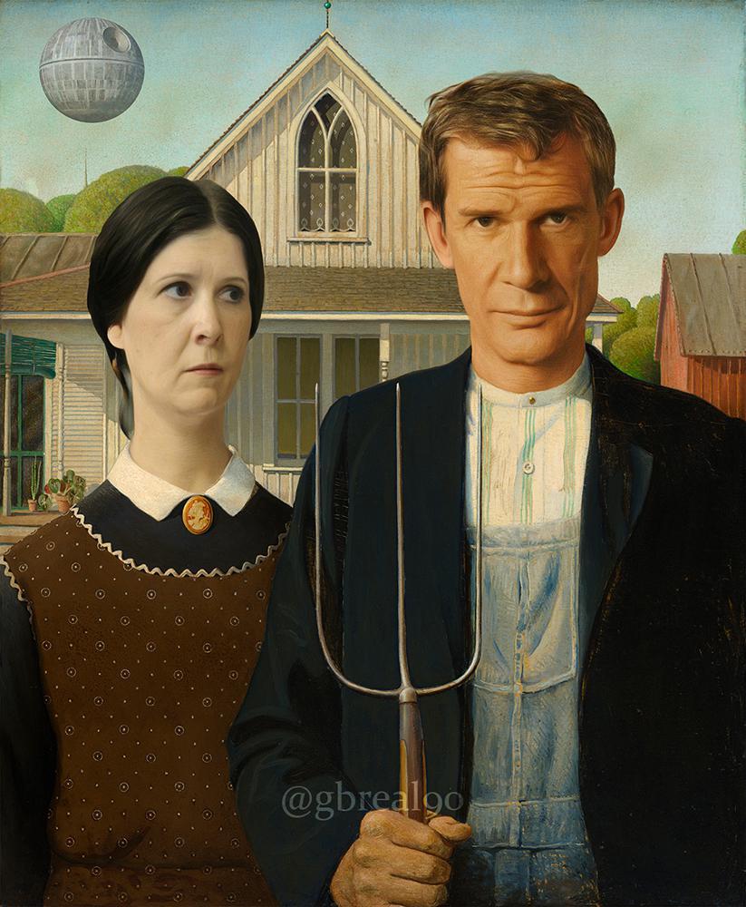 I Made An Art Parody Of Grant Wood's American Gothic Using Han And Leia ...
