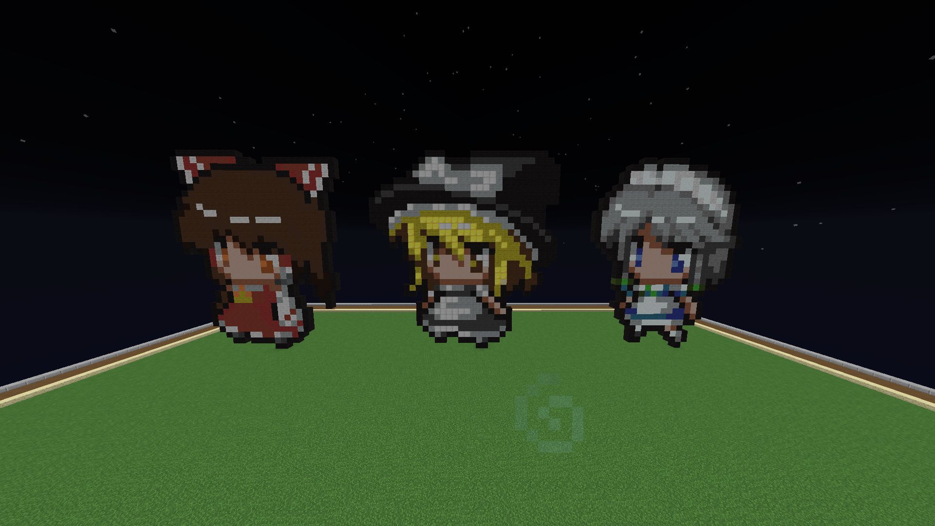 I made Reimu, Marisa and Sakuya in pixel art (Minecraft) | Scrolller