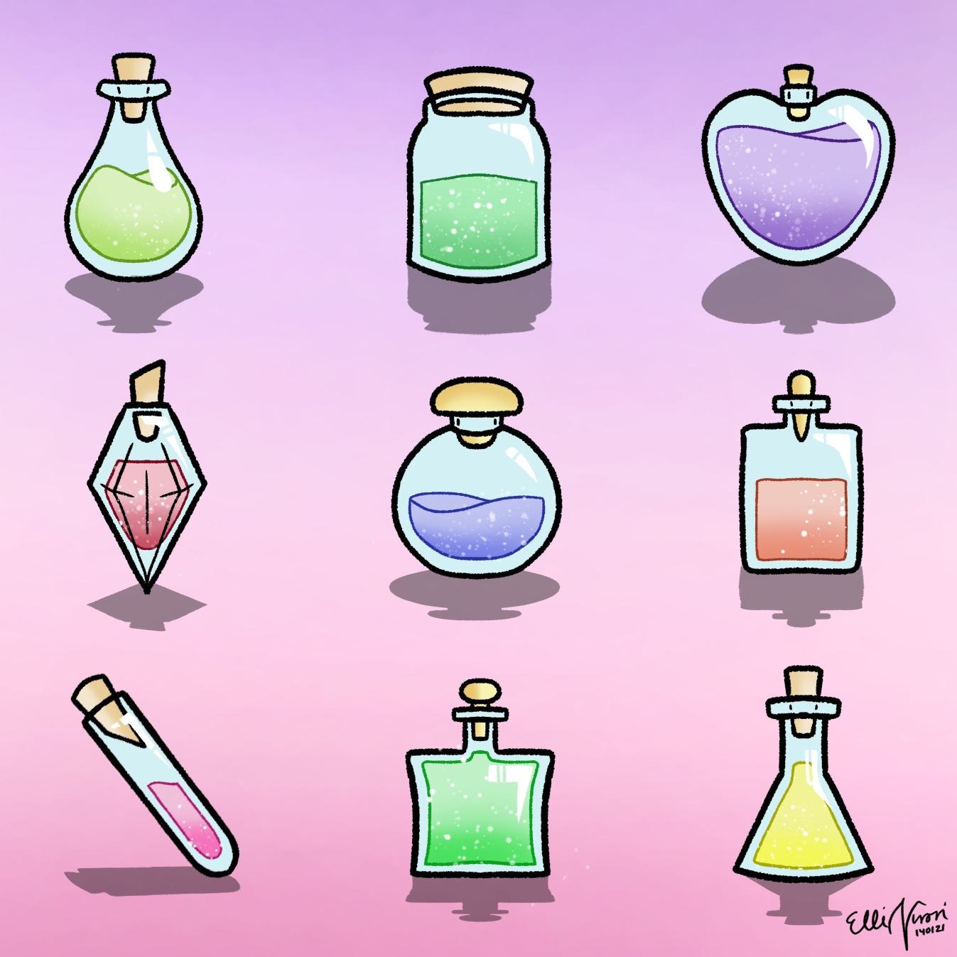 I made some cute potions. I really like this simplistic style. | Scrolller
