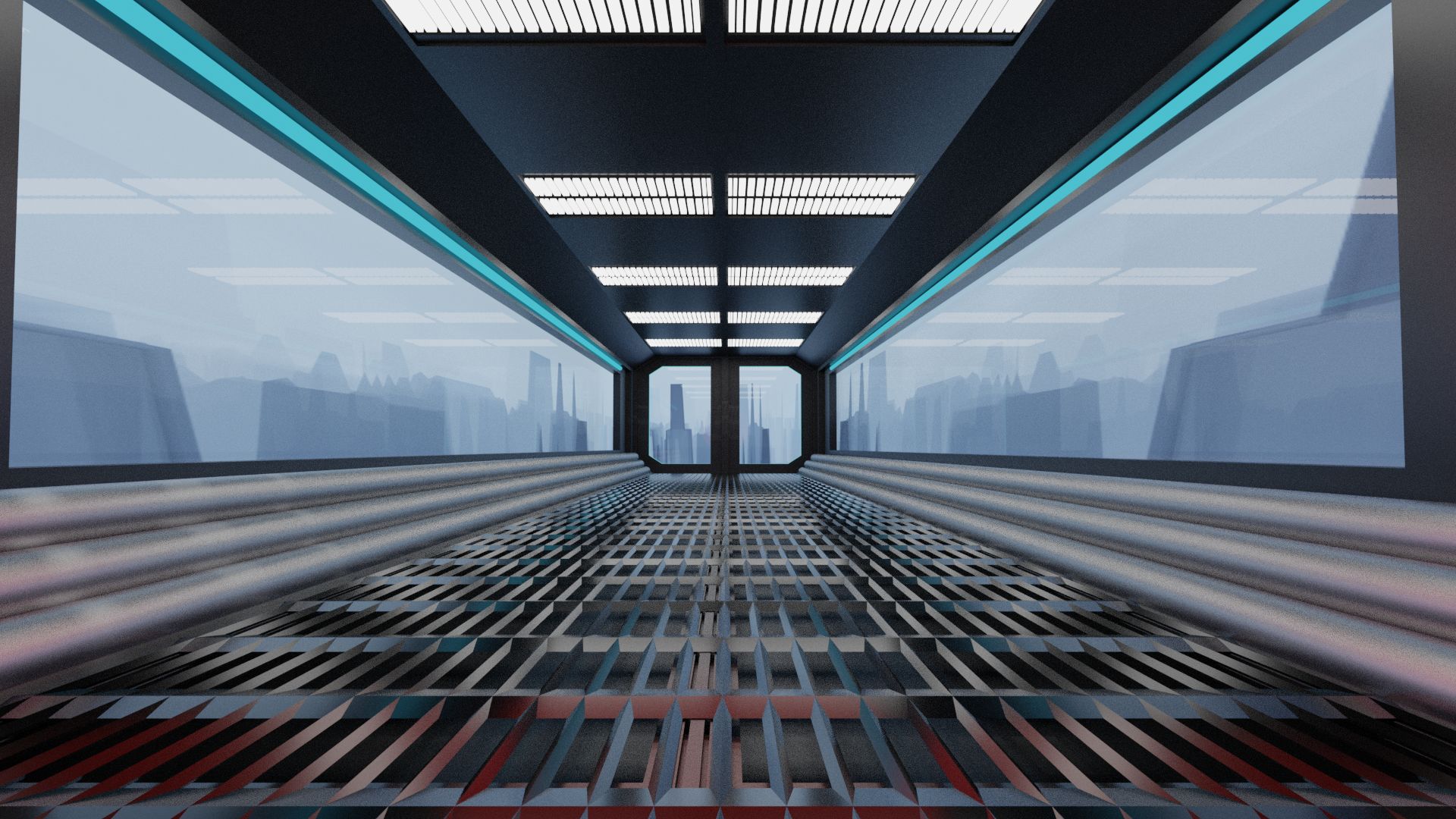 I made this Sci-fi Hallway, First render without watching any tutorials. I'm proud of myself ...