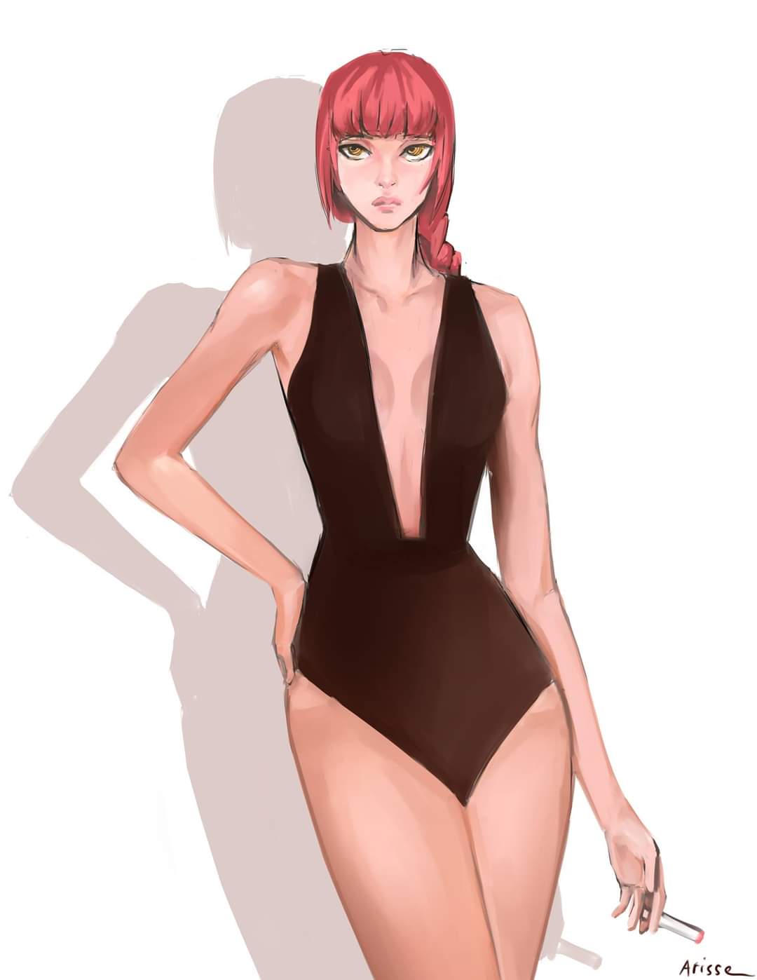 I tried drawing makima in this style | Scrolller