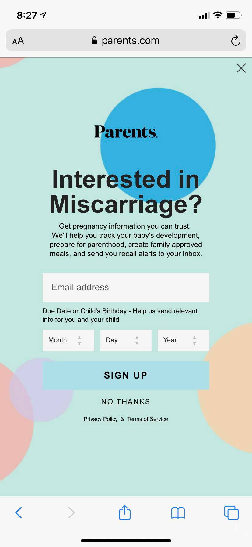 I was researching missed miscarriage symptoms when I got this pop-up. | Scrolller