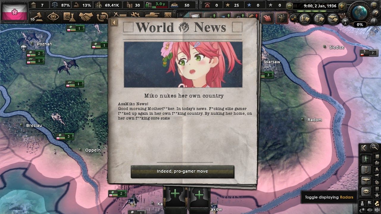 In other news. Miko has done it again. Game is HOI4. | Scrolller