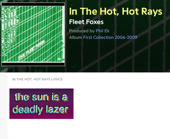 In the hot, hot rays - fleet foxes | Scrolller