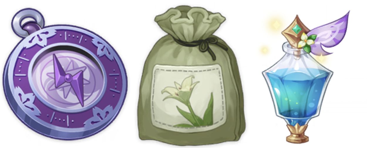 Inazuma Treasure Compass, Seed Planting, New Artifact EXP items | Scrolller