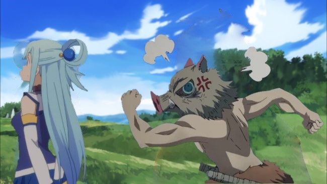 Inosuke is mad cuz Aqua stole his food | Scrolller