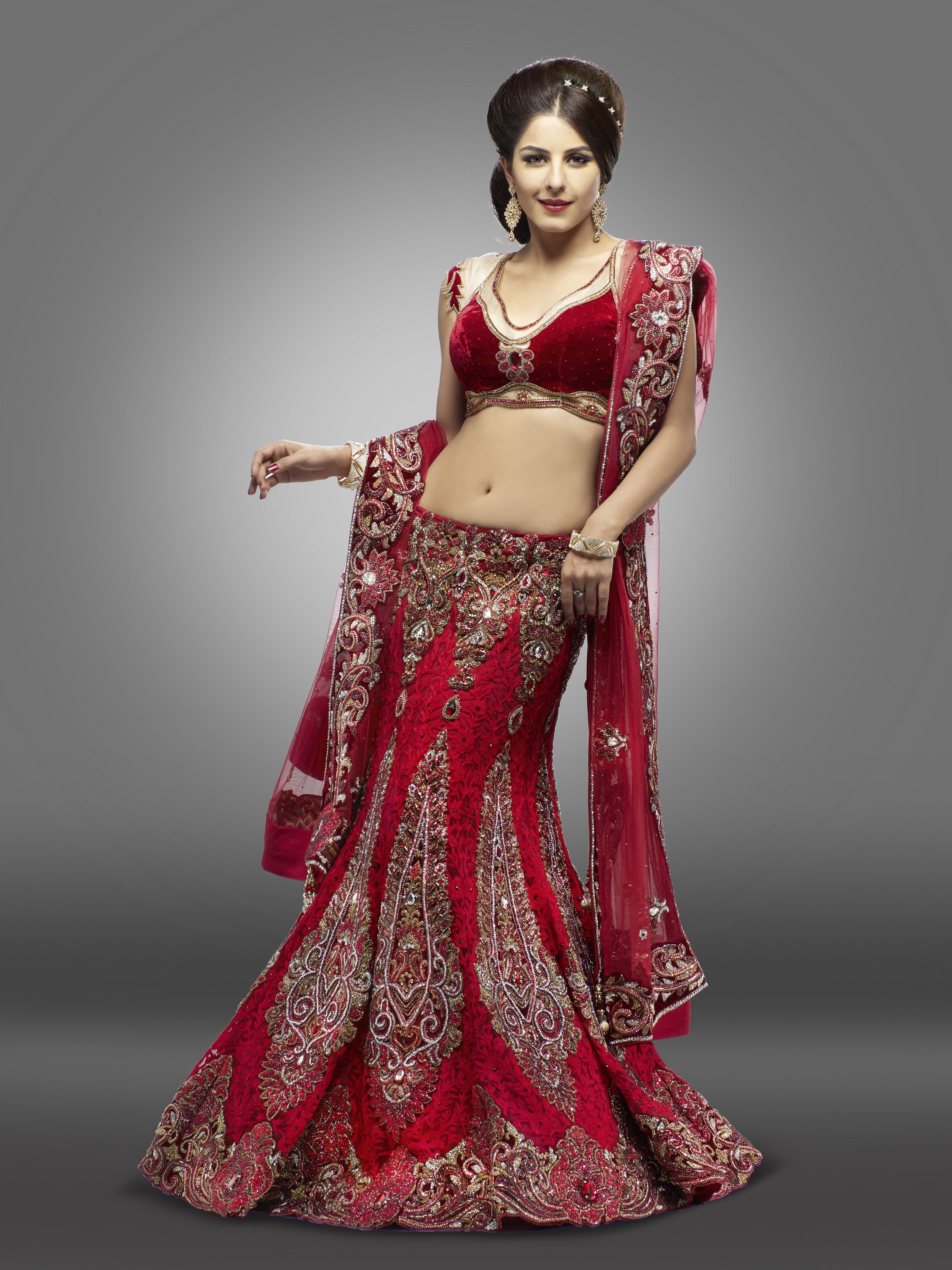 Isha Talwar navel in red lehanga choli | Scrolller