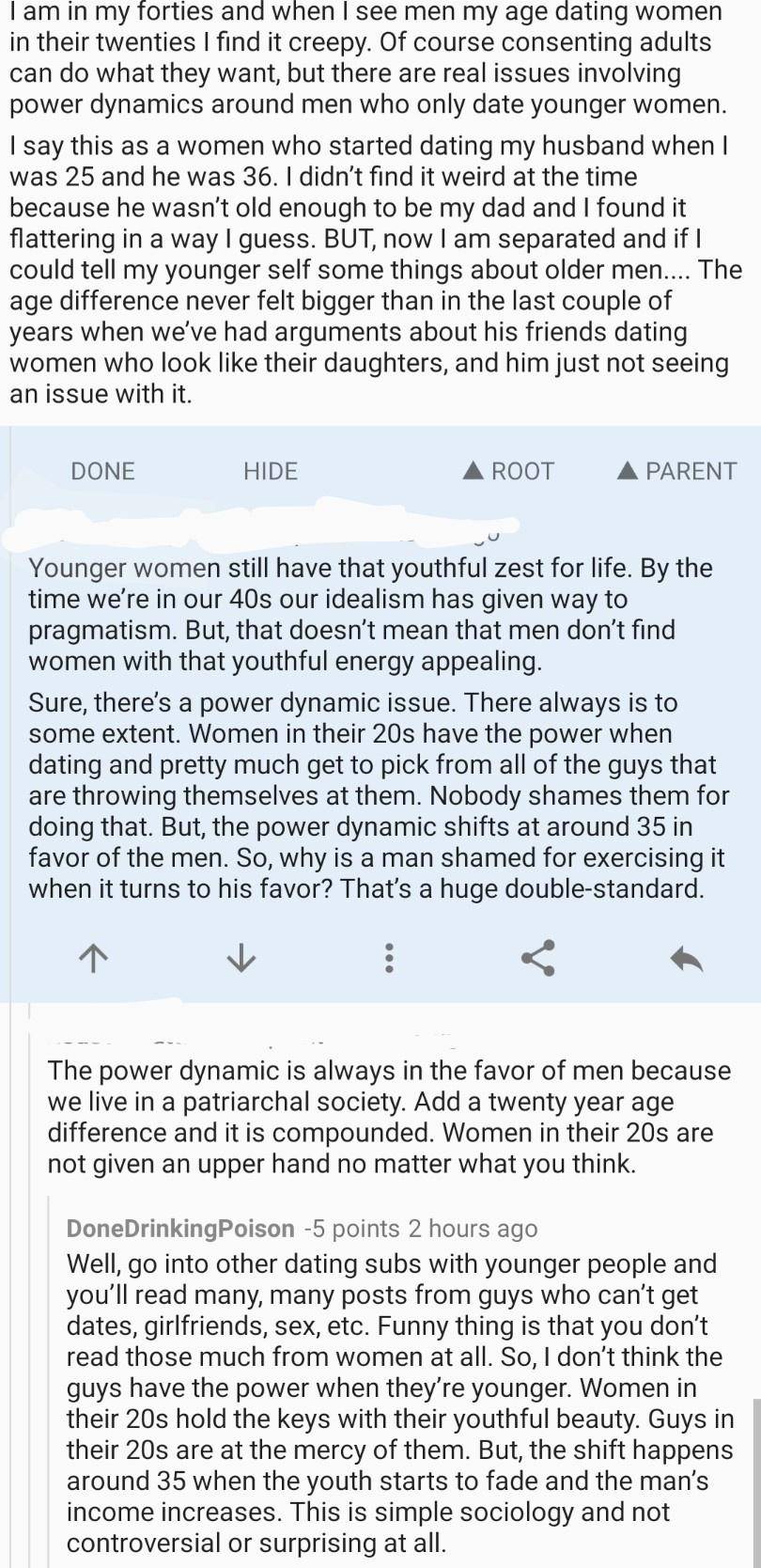 It's only acceptable for older men to date younger women until older women have to compete with ...