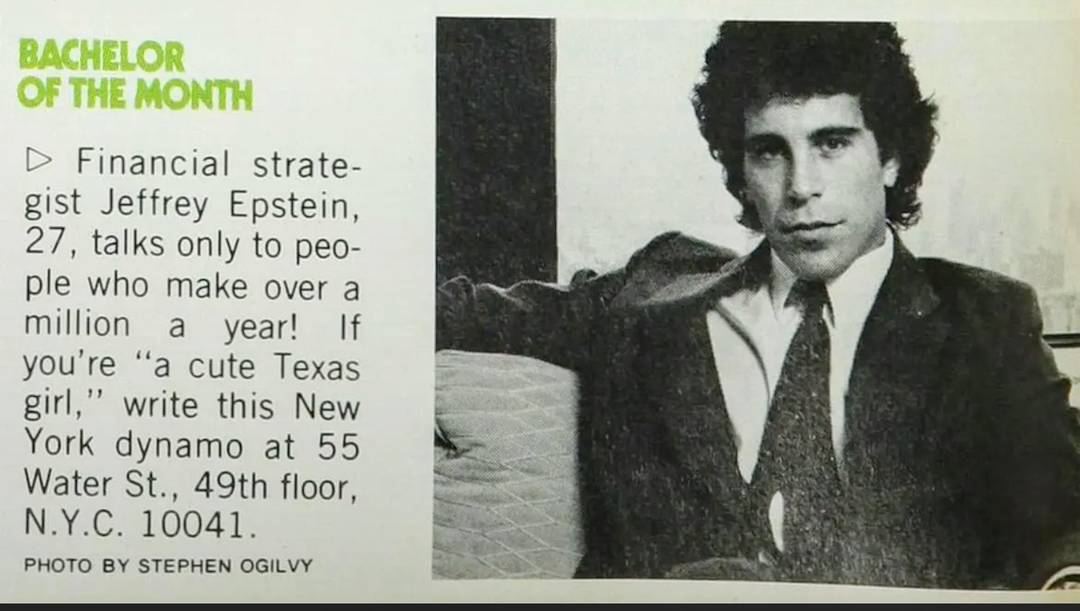 Jeffrey Epstein as Cosmo's Bachelor of the Month | Scrolller