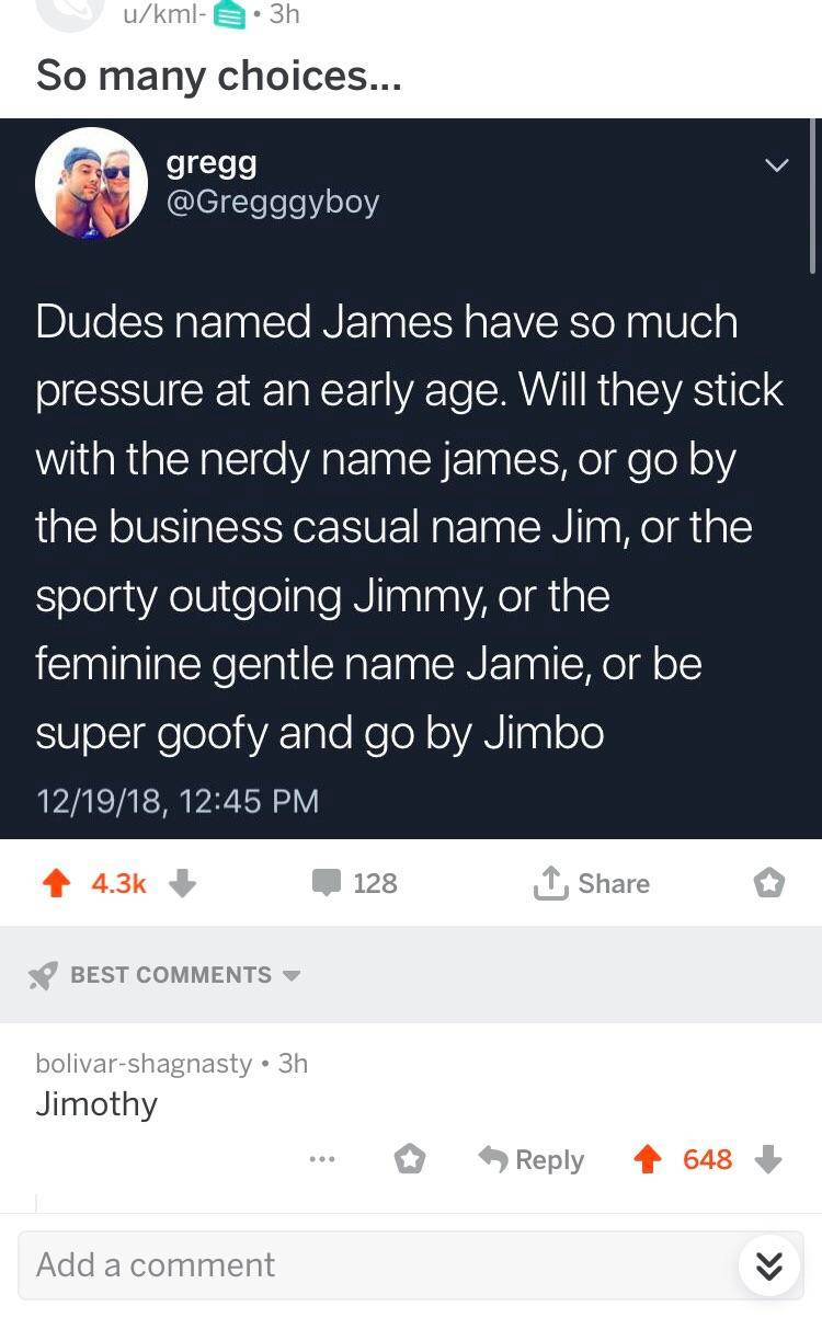 “Jim, James, Jimothy?” | Scrolller