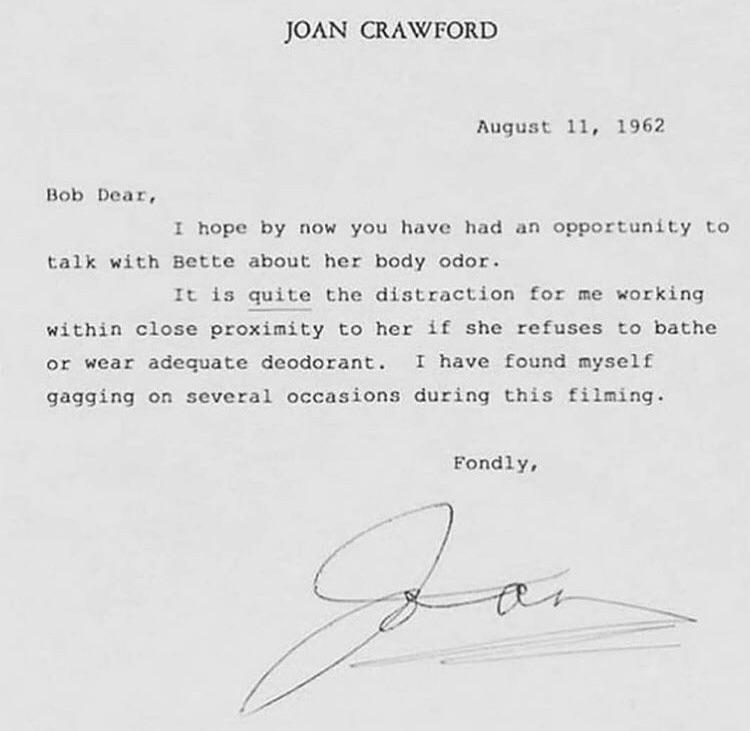 Joan Crawford on Bette Davis, 1962 | Scrolller