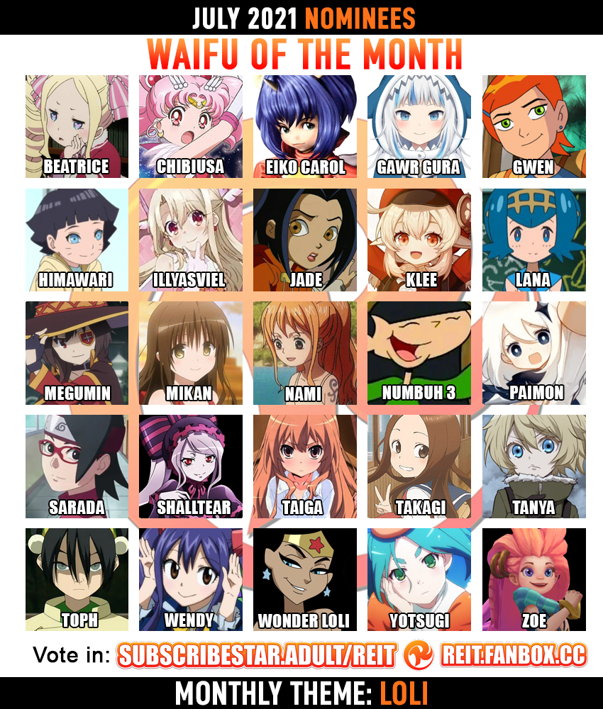 July's Waifu of the Month Poll! | Scrolller