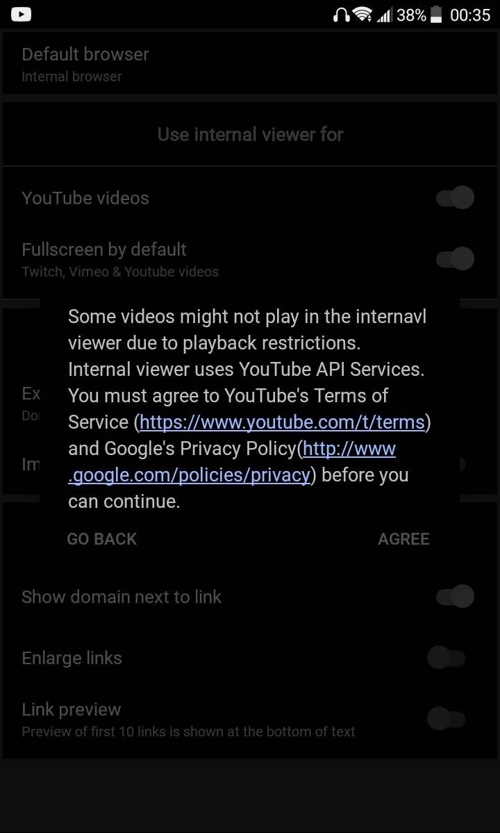 Just a heads up, there's a typo in the internal YouTube player settings. | Scrolller