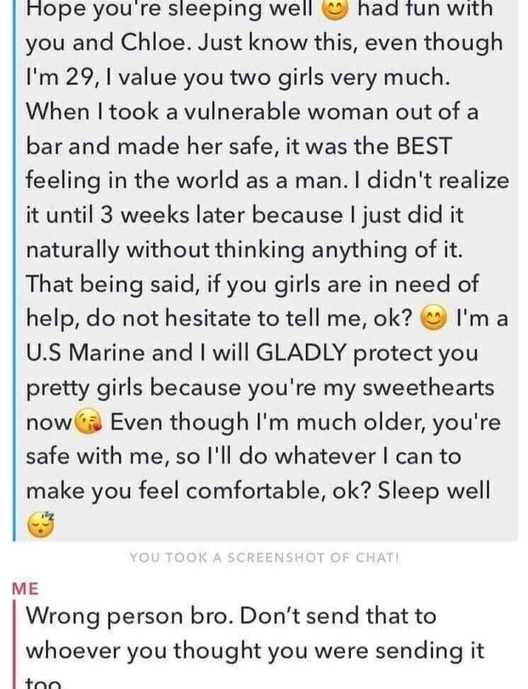 Just a marine protecting his sweethearts. | Scrolller