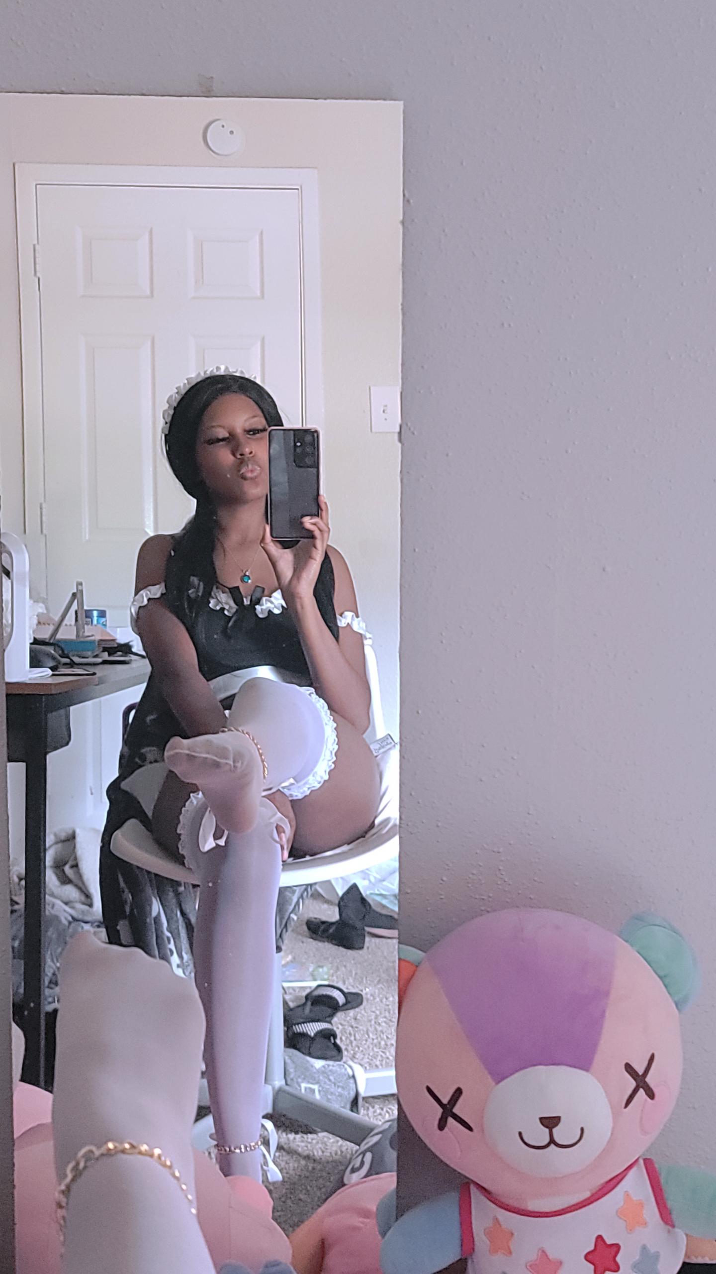 Just in a maid outfit with my stitches plushie | Scrolller