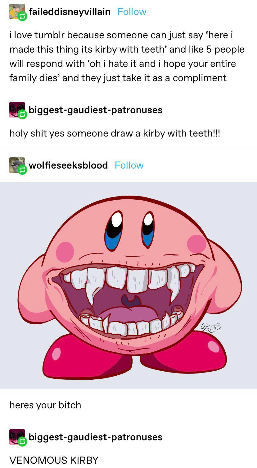 Kirby likes teeth | Scrolller
