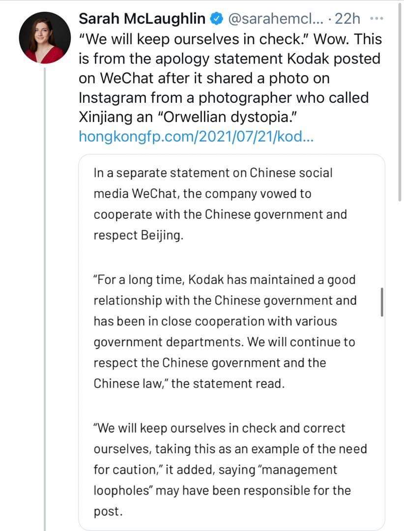 Kodak showing no backbone when it comes to the CCP | Scrolller