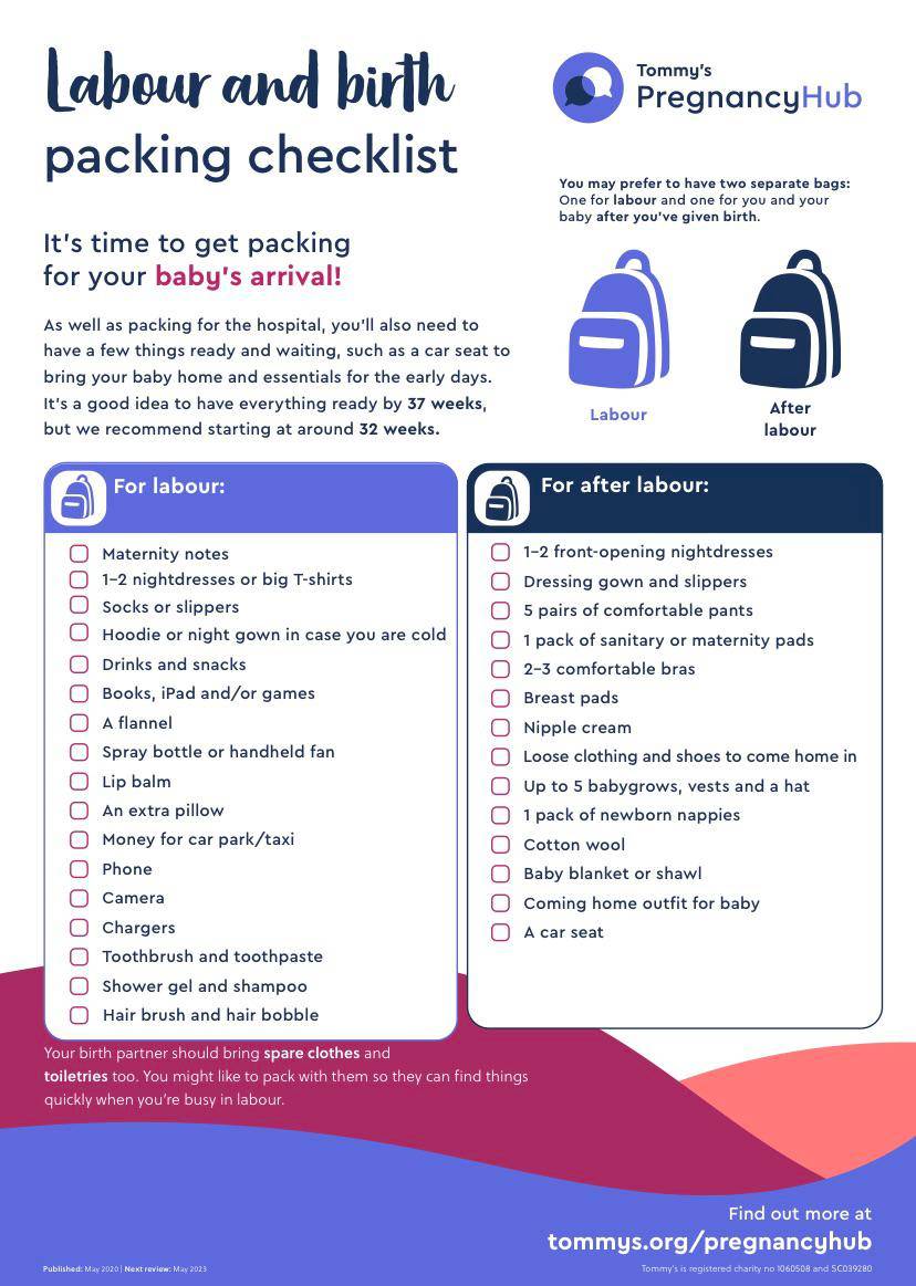 Labour & Birth Packing Checklist | Scrolller