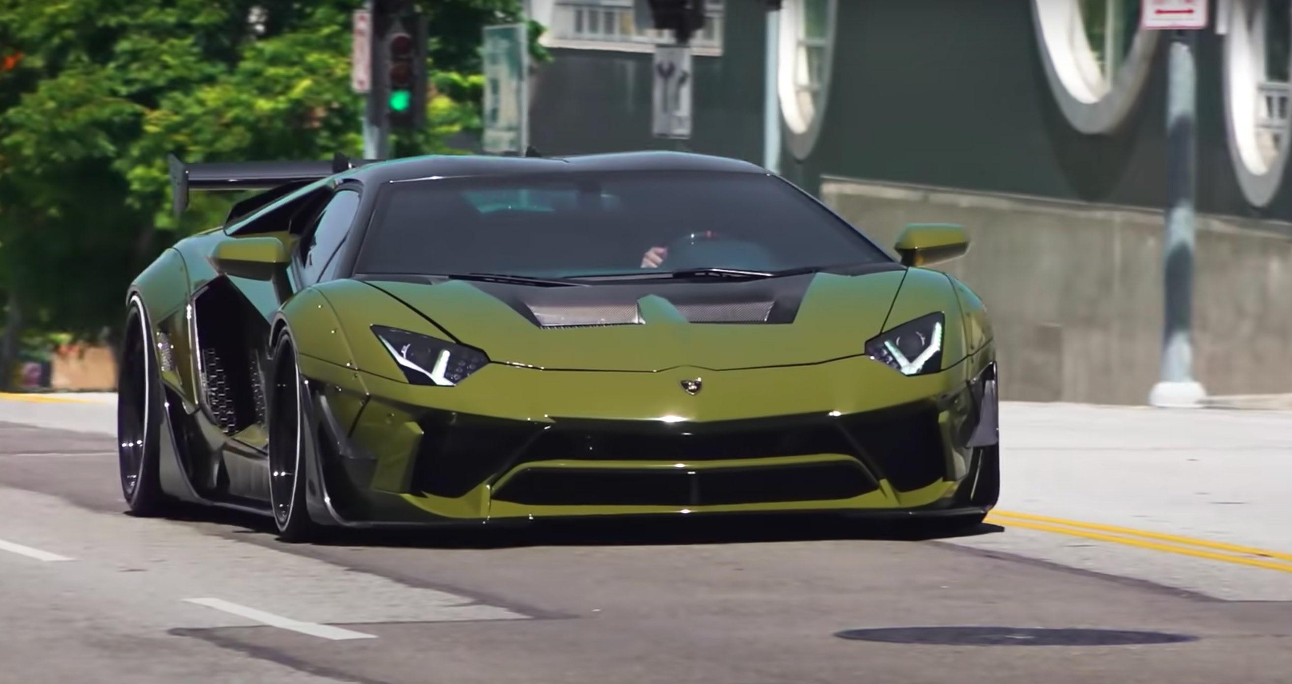 Lamborghini Aventador with liberty walk wide-body kit. | Scrolller