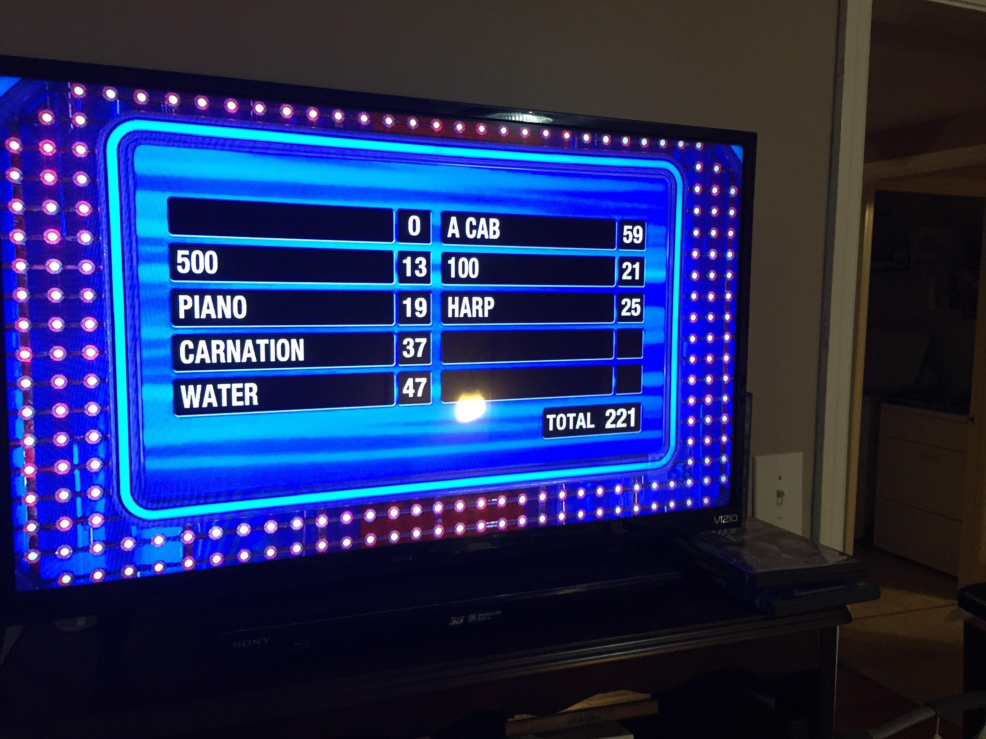 Last night's Family Feud: "Name an instrument that makes beautiful ...